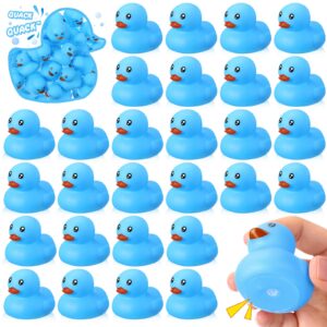 hungdao 24 pcs 2 inch mini rubber ducks for kids children party favors bulk bath ducks summer pool floating toys rubber ducks birthday gifts for boys girls baby shower supplies(blue)