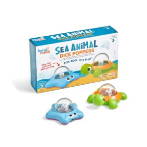 hand2mind sea animals dice poppers, math dice popper, game replacement dice roller, dice games for kids, board game accessories, family game night, kids travel activity, fun classroom games (set of 2)