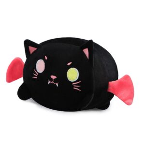 aixini cute black cat plush pillow 8” black kitten stuffed animal with luminous eyes, fat soft kawaii plushies hugging plush squishy pillow toy gifts for kids bedding sleeping