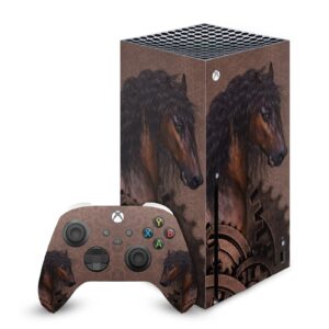 head case designs officially licensed simone gatterwe mechanical gear steampunk horse vinyl sticker gaming skin decal cover compatible with xbox series x console and controller bundle