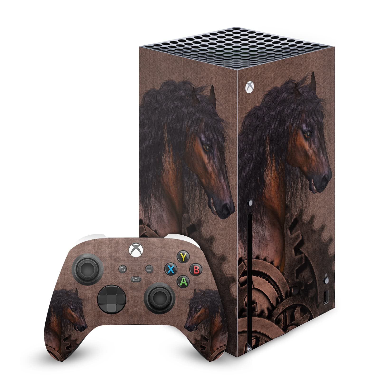 Head Case Designs Officially Licensed Simone Gatterwe Mechanical Gear Steampunk Horse Vinyl Sticker Gaming Skin Decal Cover Compatible with Xbox Series X Console and Controller Bundle