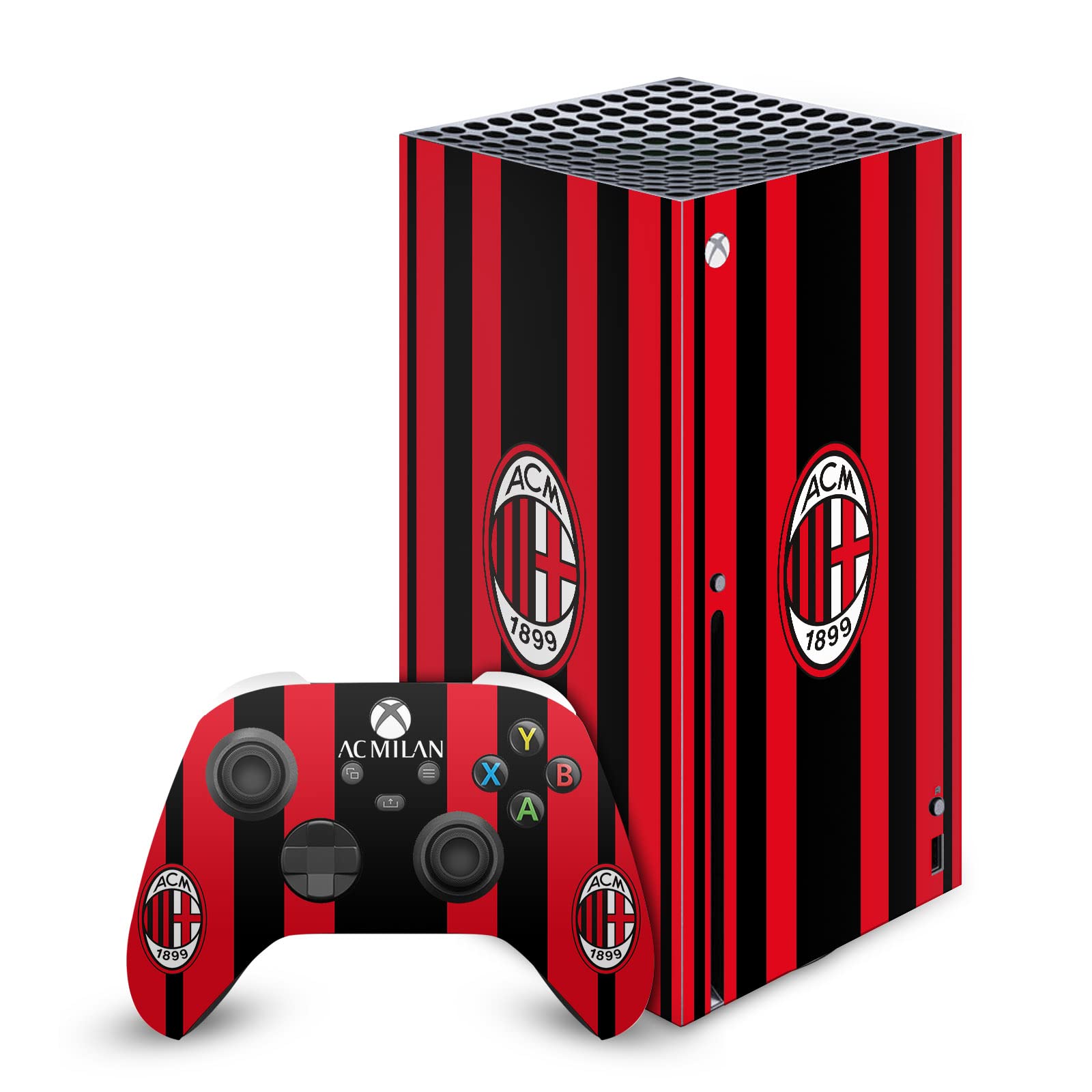 Head Case Designs Officially Licensed AC Milan Home 2021/22 Crest Kit Vinyl Sticker Gaming Skin Decal Cover Compatible with Xbox Series X Console and Controller Bundle