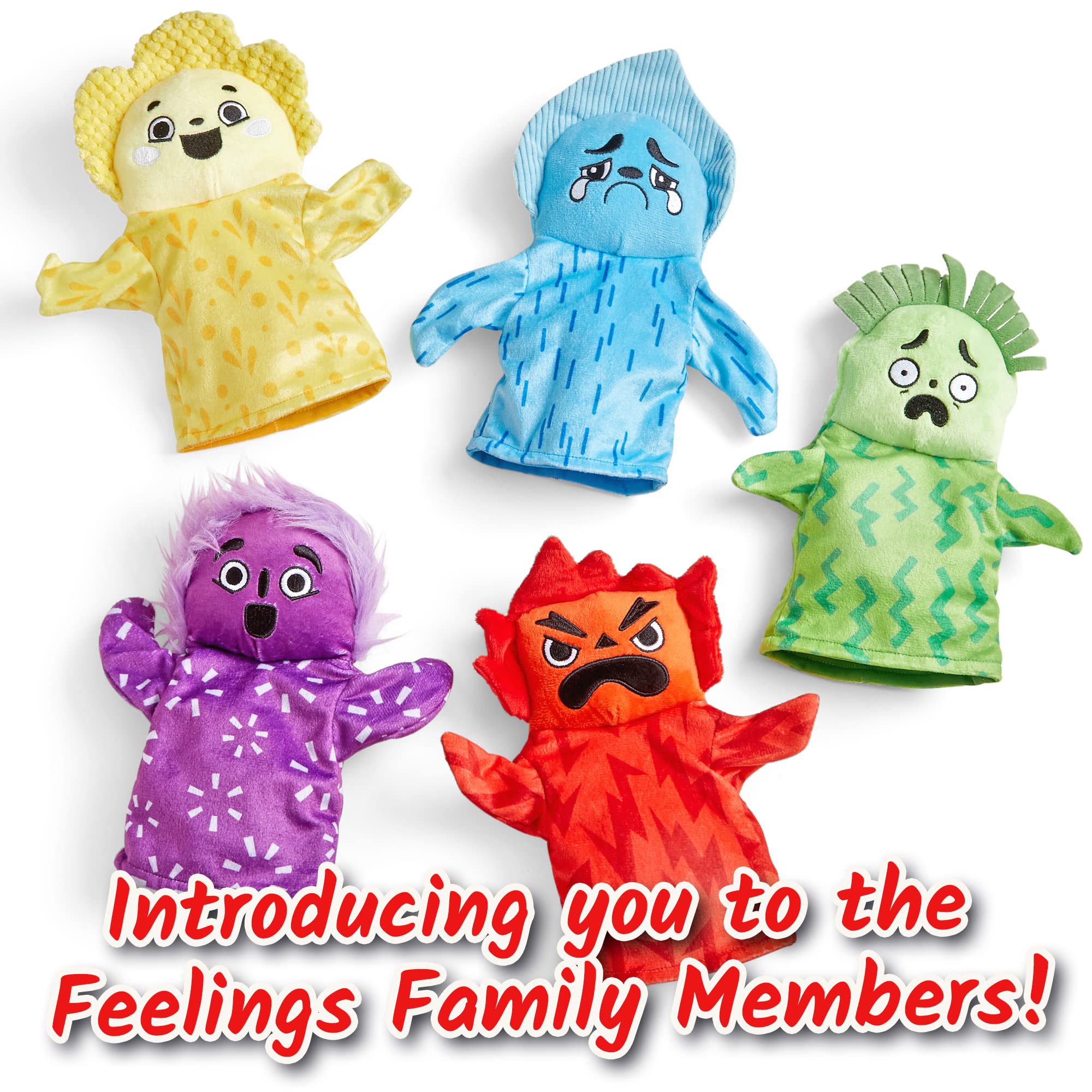 hand2mind Feelings Family Hand Puppets, Sensory Play Therapy Toys, Emotions for Toddlers, Dramatic Play Toys, Social Skills for Kids, Social Emotional Learning Activities, Calm Down Corner Supplies