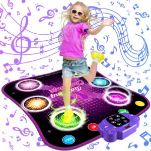 jugana kids dance mat toys, electronic music dance pad with light up 6-button & wireless bluetooth, dance game toys for 3-12 year old kids girls boys