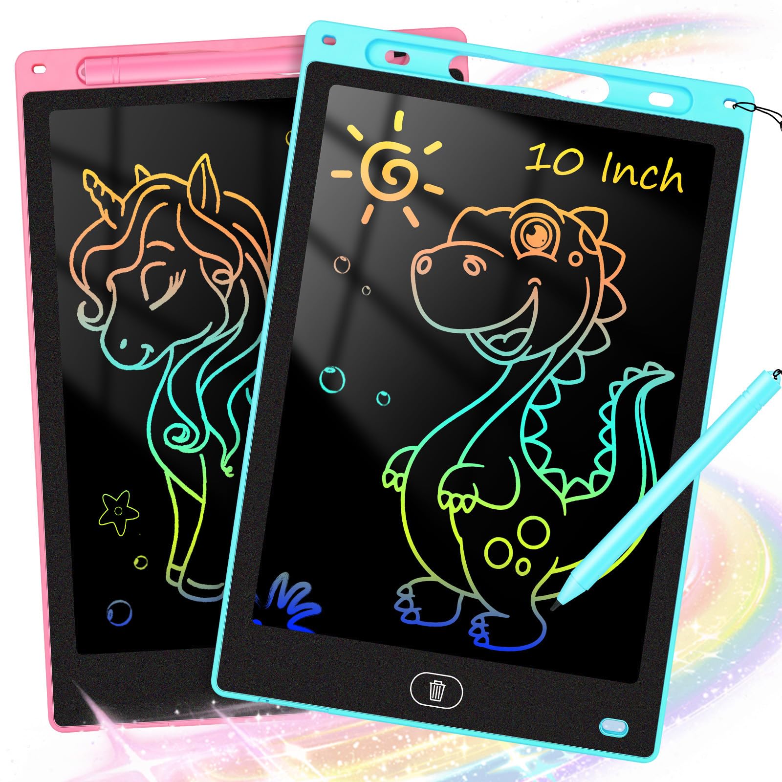 KTEBO 2 Pack 10 Inch LCD Writing Tablet for Kids - Preschool Drawing Tablet Toys & Toddler Travel Essential Toys, Christmas Stocking Stuffers for Kids