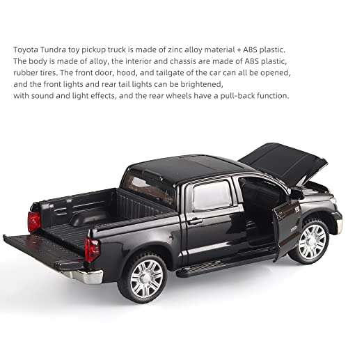 OANMYJJO Toy Pickup Trucks for Boys 1/32 Tundra Diecast Cars Model，Zinc Alloy Toy Pickup Truck，with Sound and Light、Pull Back，Birthday Gifts for Kids Ages 3 Year and UP（Black）