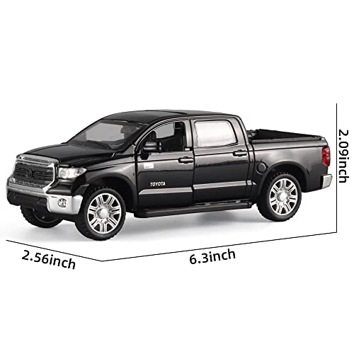 OANMYJJO Toy Pickup Trucks for Boys 1/32 Tundra Diecast Cars Model，Zinc Alloy Toy Pickup Truck，with Sound and Light、Pull Back，Birthday Gifts for Kids Ages 3 Year and UP（Black）