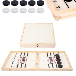 fast sling puck game large fast sling puck game, foosball wooden board game for kids and family, sling puck winner board games for family, birthday gift, large size with l（23.6in*11.8in）