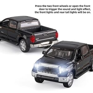 OANMYJJO Toy Pickup Trucks for Boys 1/32 Tundra Diecast Cars Model，Zinc Alloy Toy Pickup Truck，with Sound and Light、Pull Back，Birthday Gifts for Kids Ages 3 Year and UP（Black）