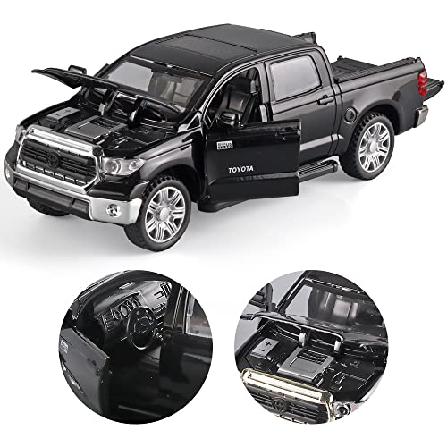 OANMYJJO Toy Pickup Trucks for Boys 1/32 Tundra Diecast Cars Model，Zinc Alloy Toy Pickup Truck，with Sound and Light、Pull Back，Birthday Gifts for Kids Ages 3 Year and UP（Black）