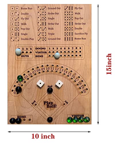 GAOMEIDA Baseball Dice Board Game Wooden Dice and Marbles Board Game Fun Baseball Board Game with dice for Kids Adults Gift,