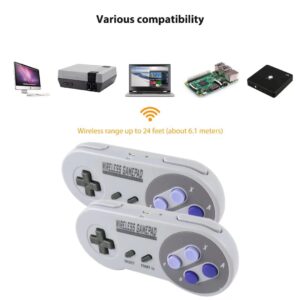 Wireless Controller for SNES Classic Edition（Mini）/NES Classic Edition, Gamepad with USB Wireless Receiver Compatible with Switch, Windows,iOS,Liunx,Android Device (2 Packs)