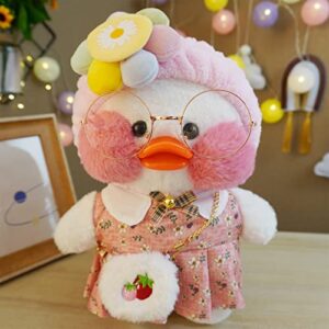 LALAFANFAN Duck Plush Clothes 4 Packs, Kawaii Duck Stuffed Animal Plush Clothes / 13 Accessories (red)