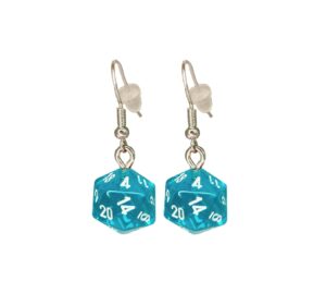 *miniature* d20 mini dice translucent earrings (teal)