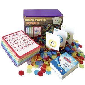 yuanhe complete bingo game set - 100 bingo cards,1000 bingo chips and deck of calling cards for family,large groups,parties,game nights