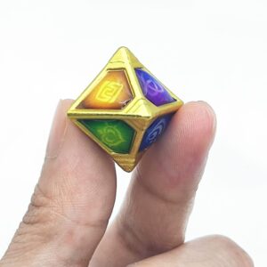 Genius Invokation TCG Dice Set, Handmade 8 Pcs Rhombic Solid polyhedral Dices Set with 7 Elemental Die & 1 Omni Element for Genshin Impact Card Game