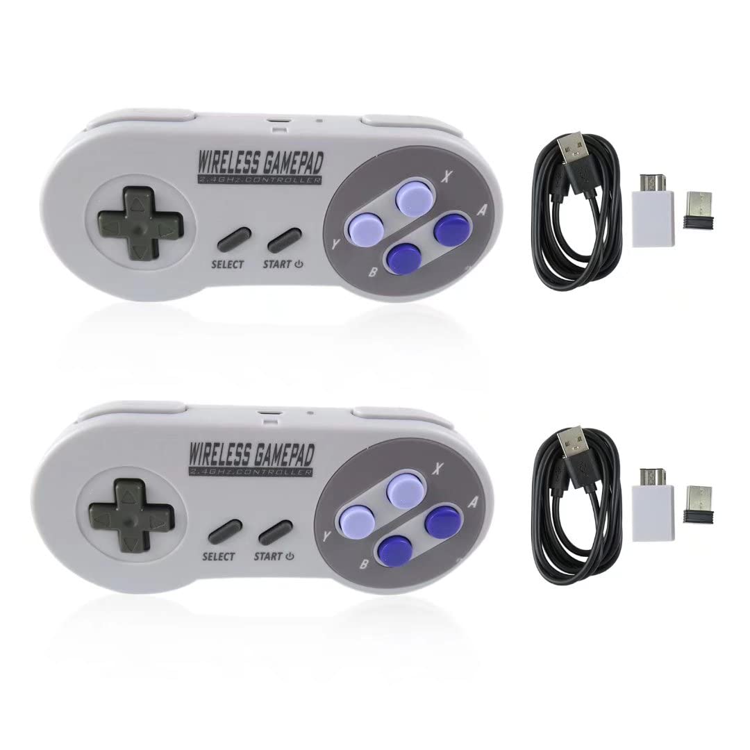 Wireless Controller for SNES Classic Edition（Mini）/NES Classic Edition, Gamepad with USB Wireless Receiver Compatible with Switch, Windows,iOS,Liunx,Android Device (2 Packs)