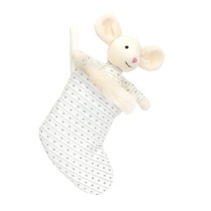 jellycat shimmer stocking mouse stuffed animal, 8 inches| christmas plush toy and décor