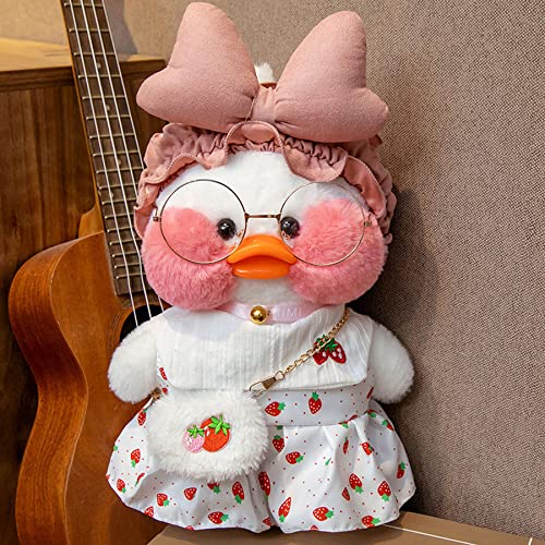 LALAFANFAN Duck Plush Clothes 4 Packs, Kawaii Duck Stuffed Animal Plush Clothes / 13 Accessories (red)