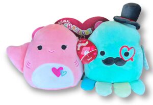 squishmallows official kellytoy perfect pair saxa stingray and eiko fancy octopus - 2023 valentine’s squad set of 2 stuffed animals plush