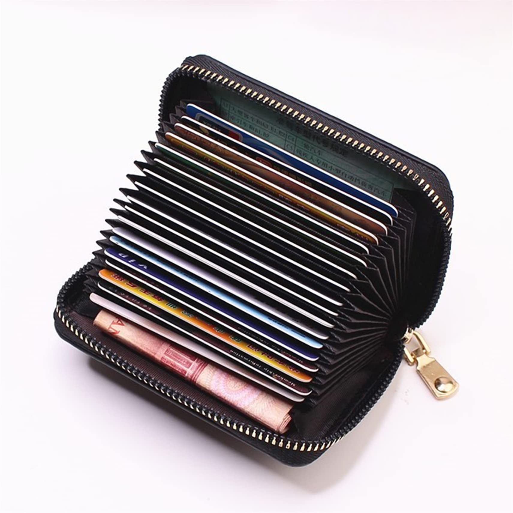 Winwinfly Women Credit Cards Holder, Small Leather Zipper Card Case Wallet Coins Purse for Women