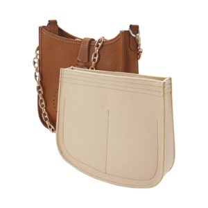 loukaycci purse insert organizer for hermes evelyne 29 bag, premium purse felt insert (e29, beige)