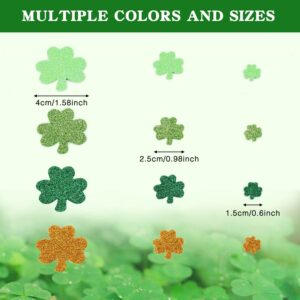 500 Pieces St. Patrick's Day Colorful Glitter Foam Stickers Self Adhesive Shamrock Shapes Glitter Stickers, Kid's Arts Craft Supplies Greeting Cards Home Decoration