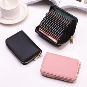 Winwinfly Women Credit Cards Holder, Small Leather Zipper Card Case Wallet Coins Purse for Women