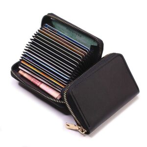 winwinfly women credit cards holder, small leather zipper card case wallet coins purse for women