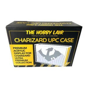 the hobby lair deluxe acrylic case compatible with pokemon charizard upc | not compatible with mew 151 upc | sliding secure mag lock top | thick 6mm protection