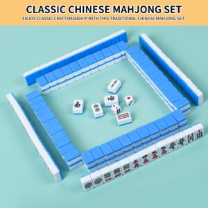 TWBTC Chinese Mini Mahjong Sets144 Melamine Tiles 1.1"(28mm) with Portable Travel Handbag Complete Mahjong Game Set - (Mah Jong, Mahjongg, Mah Jongg, Majiang, 中国麻将)