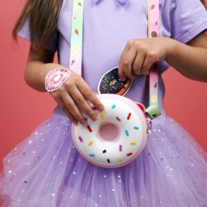 CONTRACONTACT Sweet Kids Purse Donut Bag in Boxes as Gift, Donuts Purses as Kids Toys for Age 3 4 5 Year Old, Doughnut Crossbody as Trendy Stuff (Strawberry)