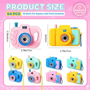 Hungdao 64 Pcs Toy Camera Bulk Set Pretend Play Prop with Images in Viewfinder, Mini Play Camera Plastic Camera Toy Birthday Party Favors, Goodie Bag Fillers, Return Gifts for Boys and Girls