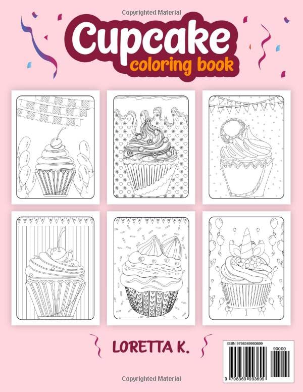 Cupcake Coloring Book for Kids: Cute Cupcake Coloring Illustrations Pages for Kids