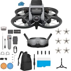 dji avata fly smart explorer combo with goggles integra and rc motion 2 controller- first-person view drone uav with 4k video, built-in propeller guard, with 128gb micro sd, backpack, and more bundle