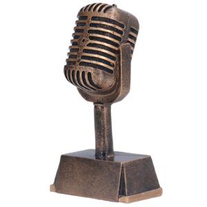 award trophies, 6.5in music award trophy synthetic resin decorative microphone tabletop ornament for home singing competition, party celebrations