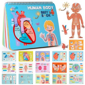 freebear montessori busy book for kids, human body anatomy book for toddlers, preshool kindergarten learning activities, autism sensory toys, travel toys, gifts for girls and boys 4 5 6 7 8 years