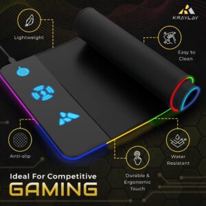 Kraylay XXL RGB Gaming Mouse Pad with Wireless Charger, 11 Colors LED Mouse Mat with 10W Fast Charging, Non Slip Extended Big Mousepad, Black Gaming Mouse pad for Laptop, PC, Office, and Gaming