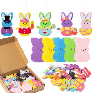 3sscha 20 sets easter bunny foam stickers craft for kids candy rabbit self-adhesive sticker diy handmade artwork project for school classroom home activity, easter gift spring party favor decoration