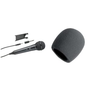 audio-technica atr1100x unidirectional dynamic microphone (atr series) & on-stage foam ball-type microphone windscreen, black