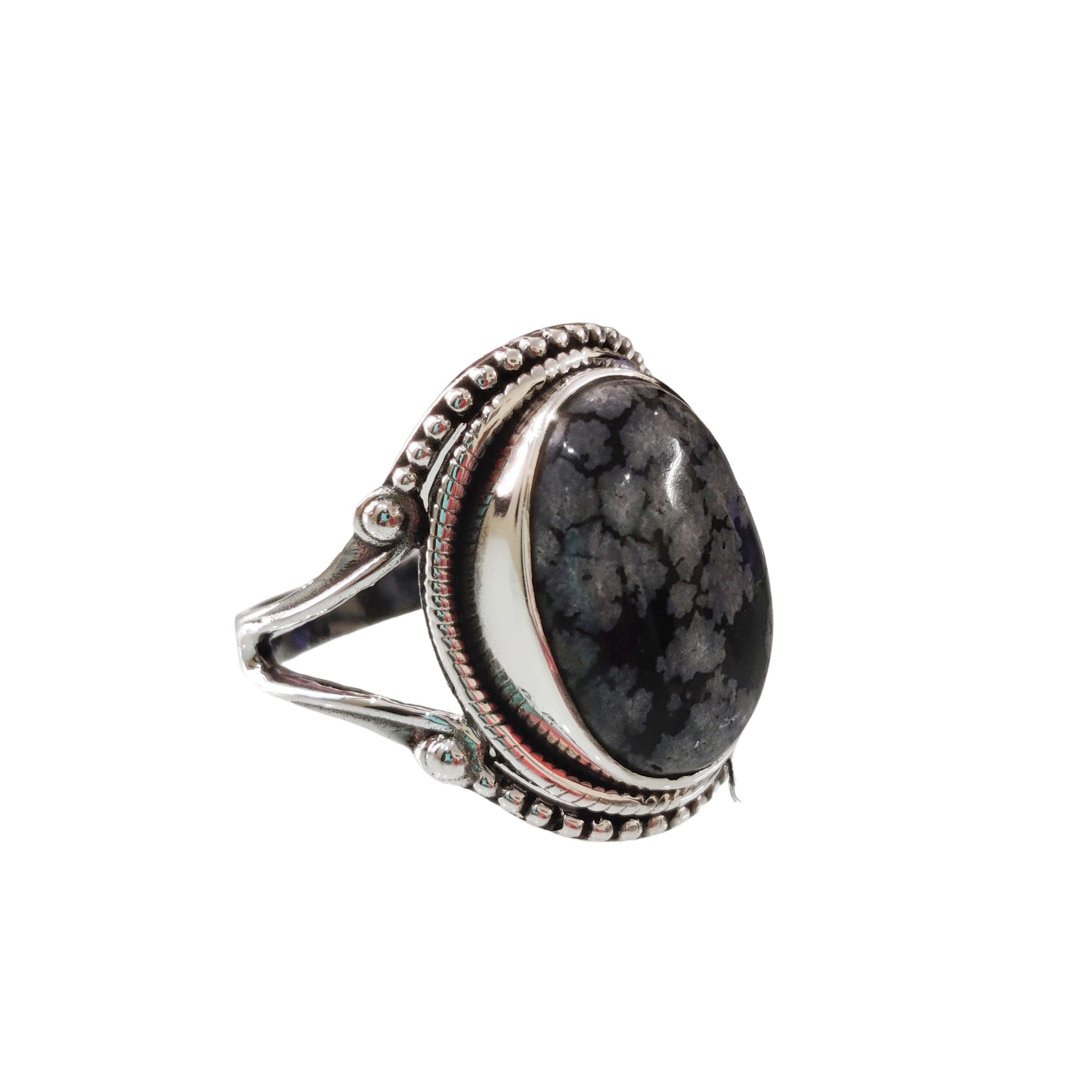 Natural Snowflake Obsidian Ring, Snowflake Obsidian Ring, Birthstone, Bohemian Band, 925 Sterling Silver, Womens Ring, Christmas, Thanksgiving, Handmade, Statement Jewelry, Natural Gemstone Ring