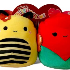 Squishmallows Official Kellytoy Perfect Pair 8 Inch Sunny Bee and Walsh Rose Plush - 2023 Valentine’S Squad Set of 2 Stuffed Animal Toy