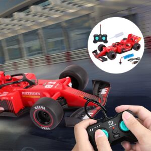 Remote Control Car, High Speed Race Drift Rc Cars Toy with Led Light Spray Function, Classic Look 4-Channel Remote Control Car, Kids Outdoor Toys for Boys Girls Birthday Gifts (Battery red)