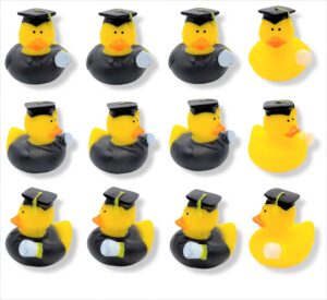 cool holiday rubber ducks (2") standard size. (12 pack) cute duck bath tub pool toys. (graduation rubber ducks)