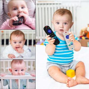 Scuwtocn 2 Pack Silicone Baby Teething Toys for Babies 6-12 Months, Remote Control Shape , BPA Free Baby Teethers Relief Soothe Chew Toys for Toddlers Boy Girl - Black & White