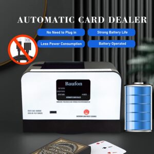 Baufon Automatic Card Dealer, Electric Card Dealer Machine, Rotating Card Dealer Machine for UNO, Blackjack, Texas Hold'em, Home Card Games (Black)