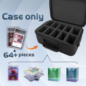 Graded Card Case Storage Box Fits for 64 Graded Sports Trading Cards, Slab Card Holder Organizer for CSG, BGS, FGS, PSA, SGC, Toploaders Football card with Removable Thick Foam Slots (Bag Only)