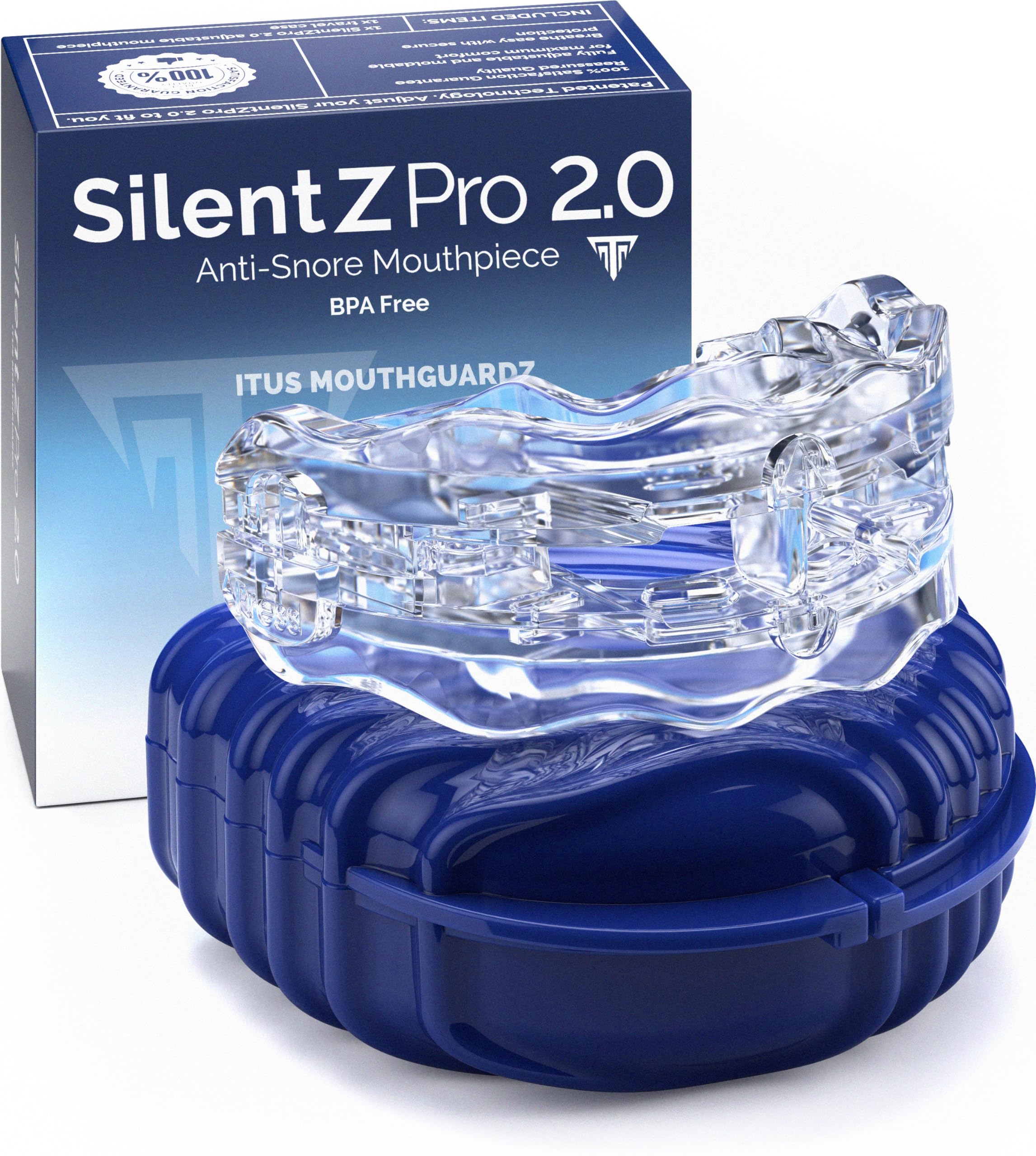 SilentZPro 2.0 - USA Designed Anti Snore Mouthpiece - Fully Adjustable Anti Snore Mouth Guard - Professional Patented Anti Snore Device & Grinding Solution - Brand: Itus Mouthguardz