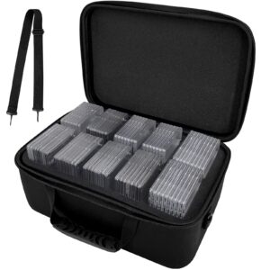 graded card case storage box fits for 64 graded sports trading cards, slab card holder organizer for csg, bgs, fgs, psa, sgc, toploaders football card with removable thick foam slots (bag only)