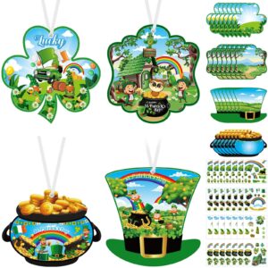 sumind 28 sets st. patrick's day craft kits for kids st patricks day scenes shamrock stickers accessories leprechaun clover gold coin diy ornament craft for home classroom irish party supplies